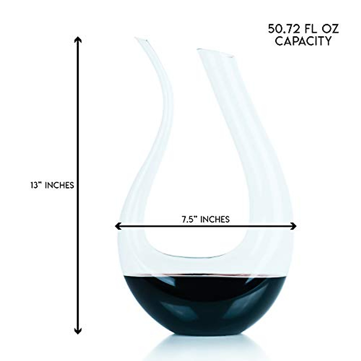 Galashield Wine Decanter, 100% Hand Blown Lead-free Crystal Glass Red Wine Carafe U Shape Wine Aerator