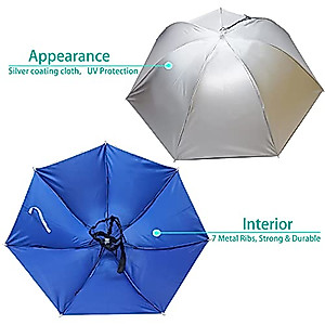 Bocampty Umbrella Hat, 37 inch Fishing Umbrella Hat Hands Free Foldable UV Protection Umbrella Cap Adjustable Headwear for Fishing Golf Camping Beach Gardening Sunshade Outdoor