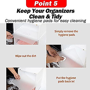 Letusto Premium Shoe Storage Boxes - Clear Plastic Shoe Throne Display Case (6 pack, Neon Green), Stackable Shelves Large Sneaker Containers Cases with Lids + 6 Hygiene Pads & Shapers