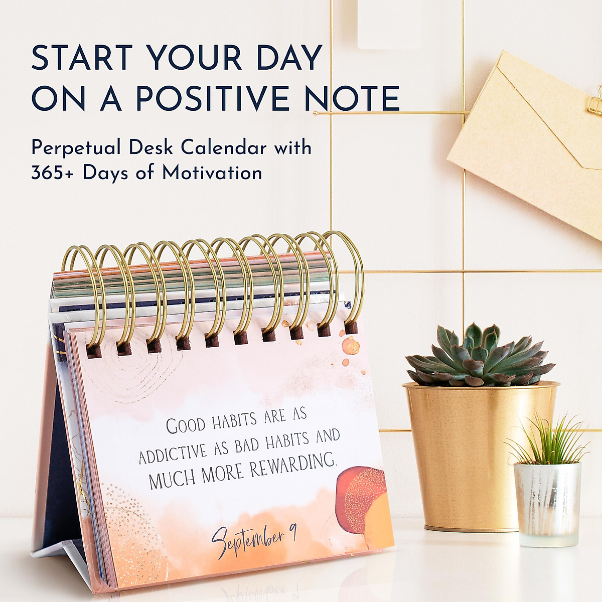 Motivational Calendar - Daily Flip Calendar with Inspirational Quotes - Inspirational Desk Decor for Women, Office Decor for Women Desk, Inspirational Gifts for Women, Desk Accessories for Women