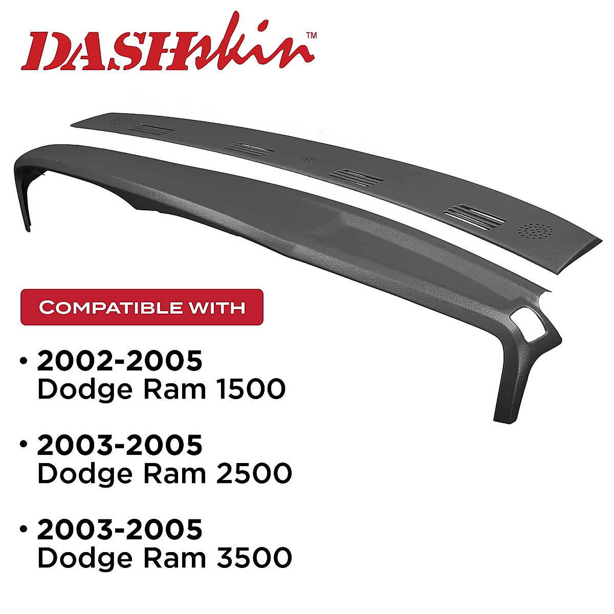 DashSkin USA (NOT Made in China!) Two Piece Molded Dash Cover Cap Compatible with 02-05 Dodge Ram (03-05 Ram 2500/3500) in Dark Slate Grey - Easy Third Gen Ram Cracked Dashboard Fix