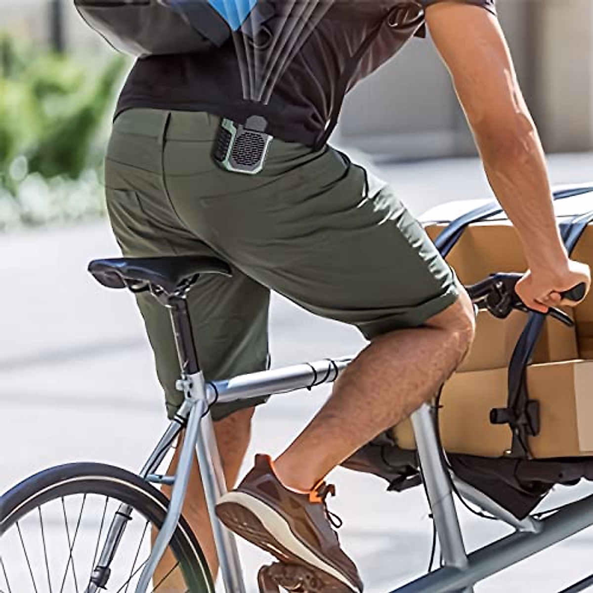 Drosica Portable Waist Fan NecklaceFan, 6000mAh Mini Cooling Belt Fan, 6000RPM Strong Airflow, 3 Speeds, Rechargeable belt clip fan with USB port for Outdoor Works, Farm, Hiking, Camping (Green)