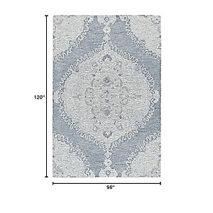 Mark&Day Wool Rugs, 8x10 East Lancaster Traditional Navy Blue Area Rug, Blue Grey Yellow Carpet for Living Room, Bedroom or Kitchen (8' x 10')