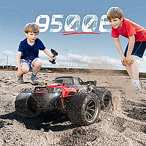 DEERC 9500E 1:16 Scale All Terrain RC Car, 4x4 High Speed Electric Vehicle, 2.4Ghz Off-Road Remote Control Truck with 2 Batteries, 35+ KMH Monster Truck for for Adults Kids