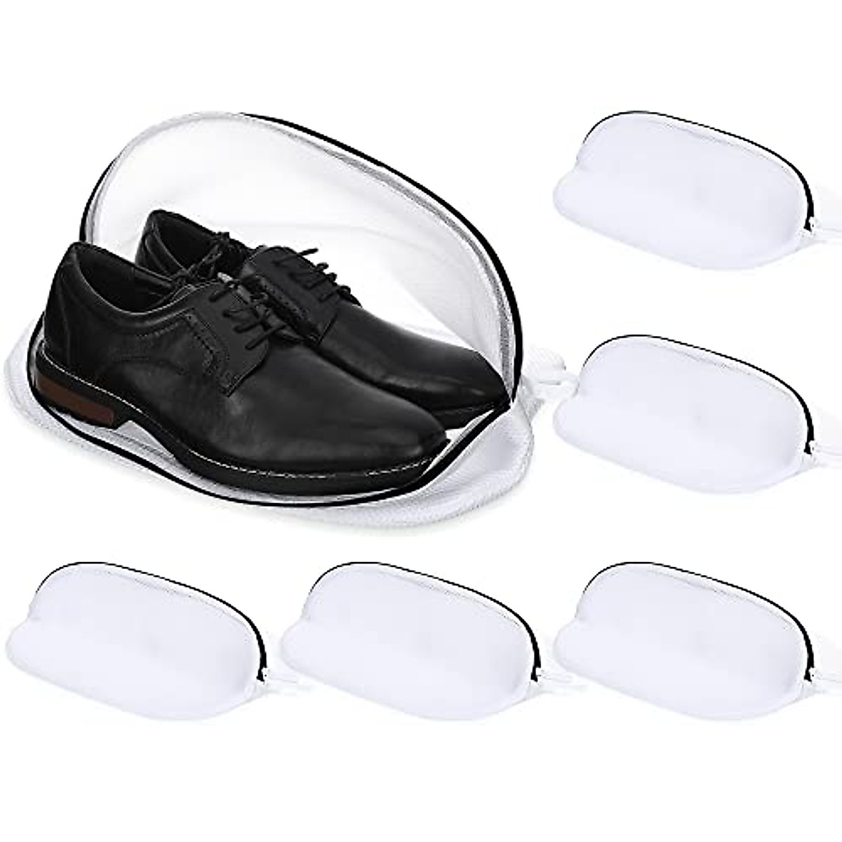 Nuogo Shoe Wash Bags Reusable Mesh Shoe Washing Bags for Washing Machine White Shoe Laundry Bag with Zipper Multi Use Laundry Travel Bag for Sneaker Cleaning (6 Pcs)