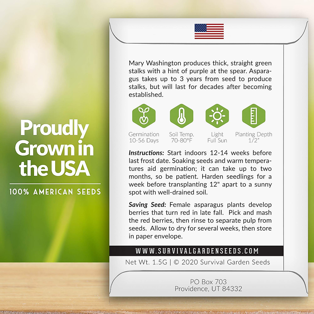 Survival Garden Seeds - Mary Washington Asparagus Seed for Planting - Packet with Instructions to Plant and Grow Long Lasting Perennials in Your Home Vegetable Garden - Non-GMO Heirloom Variety