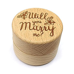 ZZYINH AN207 Personalized Engraving Rustic Wedding Wooden Ring Box Jewelry Trinket Storage Container Holder Custom Will You Marry Me Rings Small Jewelry
