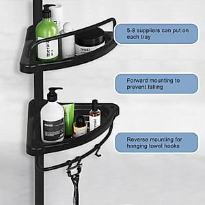 Tacomany Constant Tension Corner Shower Caddy, Commecial Grade SUS304 Pole + FRPP Tray