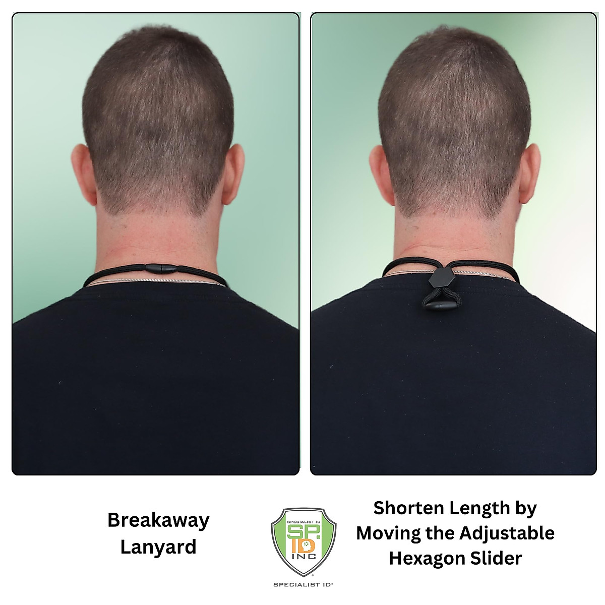 Specialist ID Vertical Top Load Three Card Badge Holder - Hard Plastic with Heavy Duty Breakaway Lanyard w Quick Release Metal Clip & Key Ring (One Holder / 3 Cards Inside) (Black)