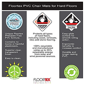 Floortex Black Chair Mat with Lip 45" x 53" for Hard Floors