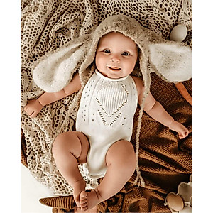 Bailey's Blossoms Trendy Drake Crochet Halter Romper Snap Closure Gardenia 0-3 Months