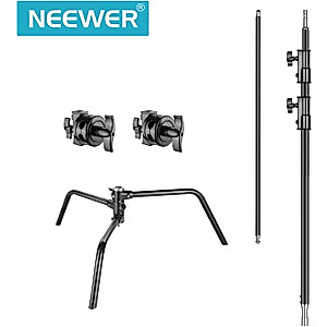 Neewer Photo Studio Heavy Duty 10 feet/3 meters Adjustable C-Stand, 3.5 feet/1 meter Holding Arm, 2 Pieces Grip Head for Video Reflector, Monolight and Other Photographic Equipment (Black)