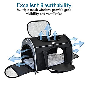 Cat Carrier Airline Approved, NAVREX Pet Travel Carrier with Fleece Pad and ID Tag, Pet Carrier for Medium Cats Under 25, Cat Soft Sided Dog Carrier Top Loading with Breathable Mesh, Gift for Pets