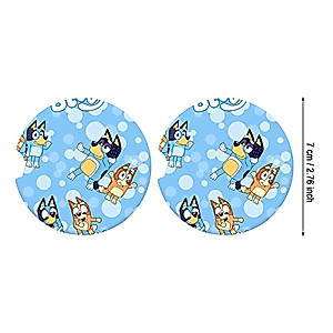2PCS Cute Blue Dog Cup Cute Car Cup Holder,Insert Universal Vehicle Interior Accessories Cup Mats
