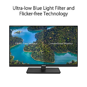 ASUS 23.8” 1080P Docking Monitor (VA24ECPSN) - Full HD, IPS, 75Hz, Adaptive-Sync, Speakers, Eye Care, Low Blue Light, Flicker Free, USB-C, RJ45, HDMI, Frameless, Height Adjustment, VESA Wall Mountable