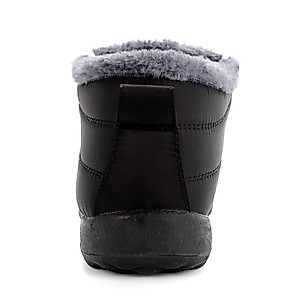 VYKF Womens Snow Boots Winter Warm Booties Fur Lined Anti-Slip Ankle Boots Outdoor Slip On Waterproof Booties Comfortable Warm Shoes Black Size 9