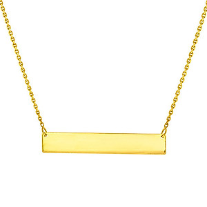 Jewelry America Solid 14k Yellow Gold Engravable Personalized Bar Pendant Necklace