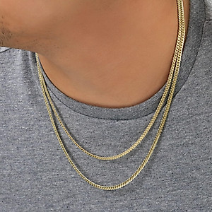 Nuragold 10k Yellow Gold 3.5mm Solid Miami Cuban Link Chain Pendant Necklace, Mens Womens Jewelry 16" 18"" 20" 22" 24" 26" 28" 30"