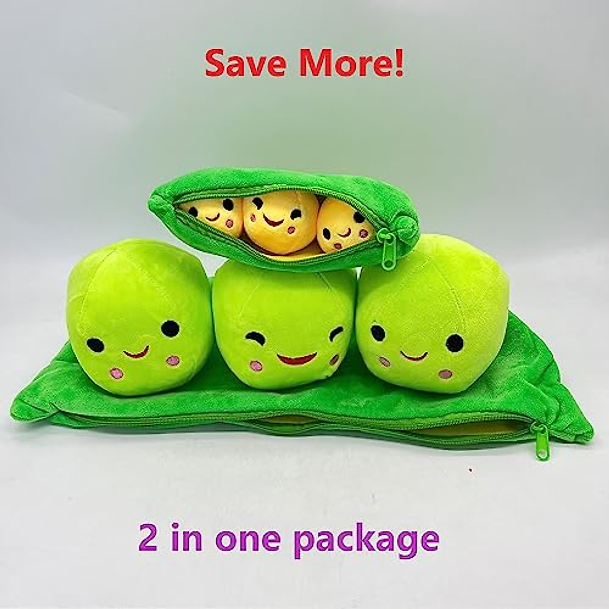 2 Peas in a pod plush (50cm+20cm) toys set sweet tsum story detachable19.7 inch and 9.8 inch zipper super cute soft comfortable pillow material vibrant colors gift birthday party adorable Montessori