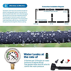 Soaker Hose 150 FT,Heavy Duty 1/2" Soaker Garden Hose with Solid Brass Connector for for Garden Vegetable Beds, Tree,Lawn and Plants