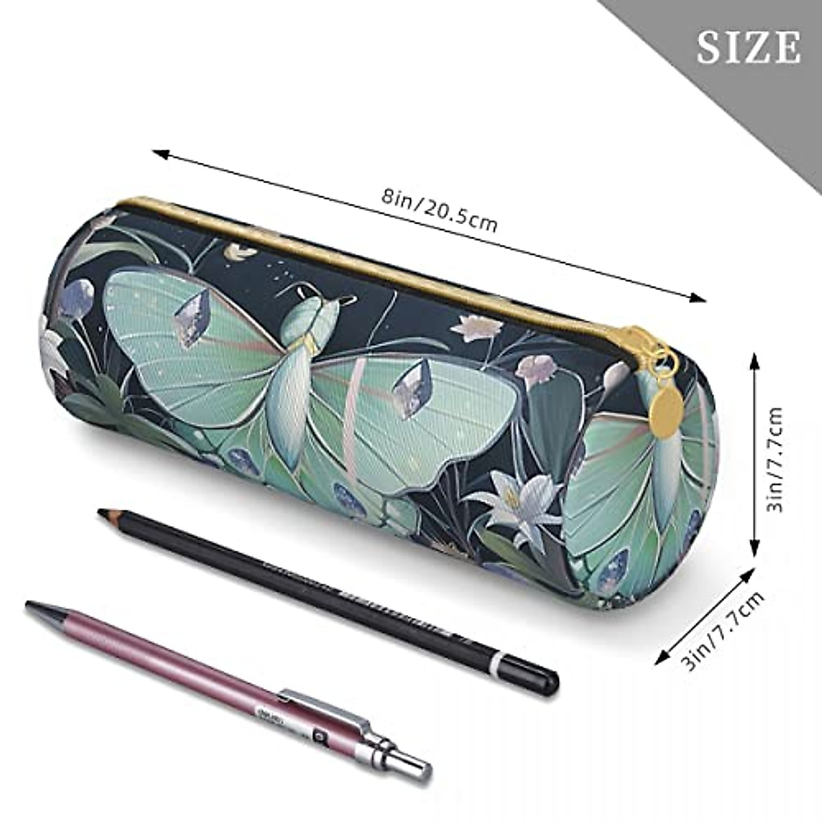 QICENIT Butterfly Pencil Case for Women Pen Pouch Cylinder Small Carrying Box for Adult With Smooth Zipper Simple Durable Lightweight for Office Organizer Storage Bag