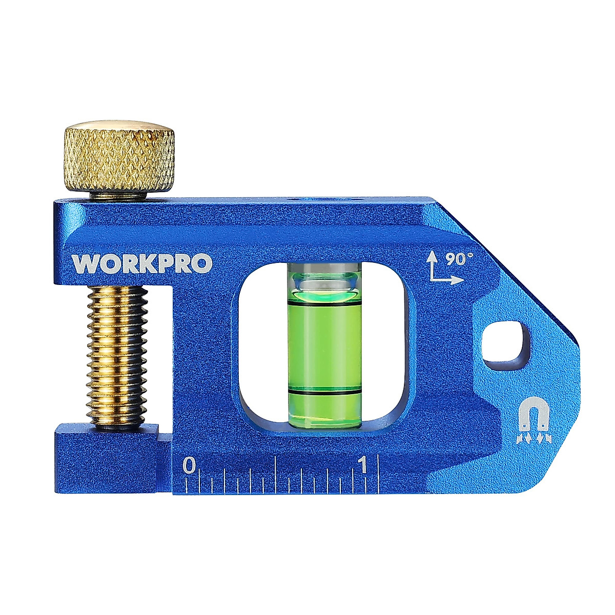 WORKPRO Conduit Bending Level, Magnetic Level, Pipe Level, Bubble Vial for 90° Measurement, Aluminum Alloy Construction, 2.5-inch, Cobalt Blue
