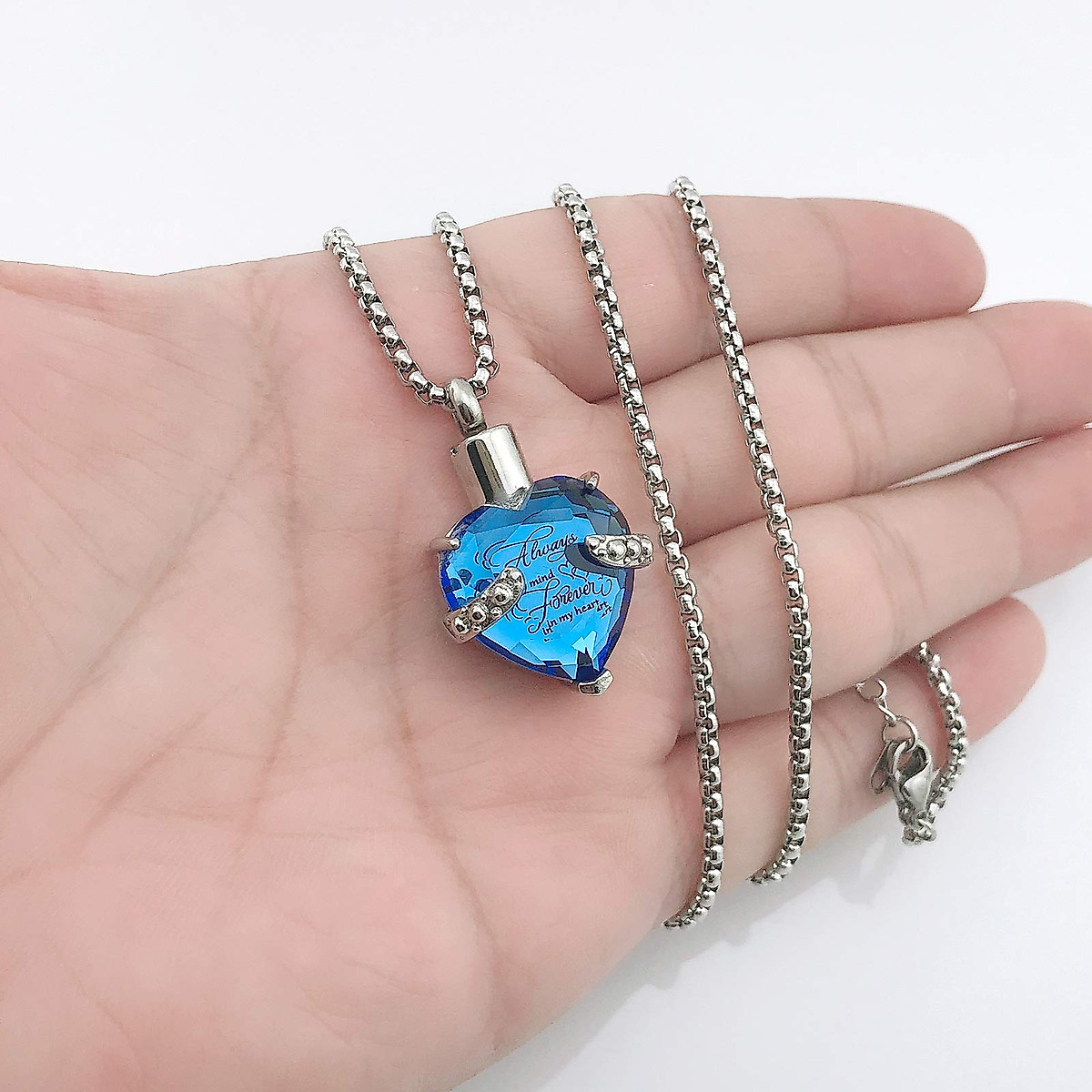 YOUFENG Birthstones Heart Cremation Pendant Urn Necklaces for Ashes Urns for Human Ashes Memorial Locket Keepsake Ashes Jewelry with Fill Kit