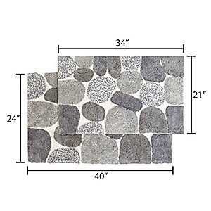 Chesapeake Pebbles 2 Piece Bath Rug Set, 21 in x 34 in&24 in x 40 in, Grey
