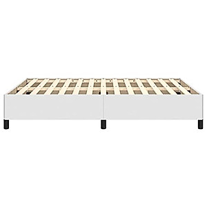 vidaXL Bed Frame Home Indoor Bed Accessory Bedroom Upholstered Double Bed Base Frame Furniture White 59.8"x79.9" Queen Faux Leather