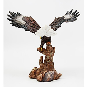 Ebros 7" Tall Bald Eagle Descending On Tree Branch Decorative Figurine As Patriotic Home And Office Decor Perching Eagles Wings Of Glory American Emblem Freedom Statues And Figurines