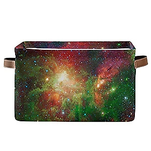 TropicalLife Rectangular Storage Bin Cube Galaxy Star Space Nebula Foldable Organizer Basket with Handles, Collapsible Storage Box for Kids Toy Shelf Closet Nursery