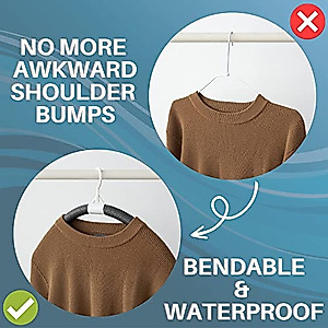 Displays By Jack No Shoulder Bumps Sweater Coat Hangers Padded No Slip Clothes Hanger Flexible Bendable for Bump Free Clothing Adjustable Versatile, Extended Width 21" (Black, 4)