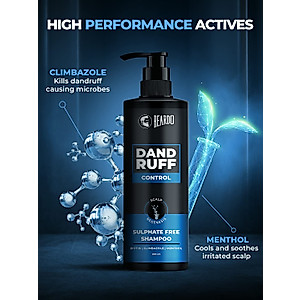 BEARDO Dandruff Control Sulphate Free Shampoo for Men 200 ml | Anti Dandruff Shampoo | Biotin | Climbazole | Menthol | Shampoo for Oily Hair | Reduce Dandruff | Itchy Scalp Treatment - 7 Fl Oz