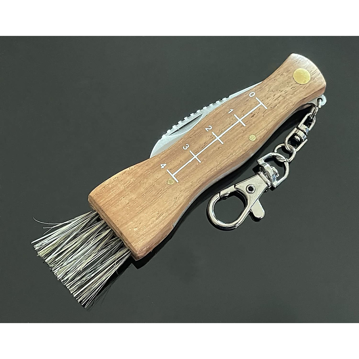 HANZIUP Folding Mushroom Knife Fungus Truffles Harvest Sharp Knives, Wood Handle with Bolster & Brush, Neoprene Pouch