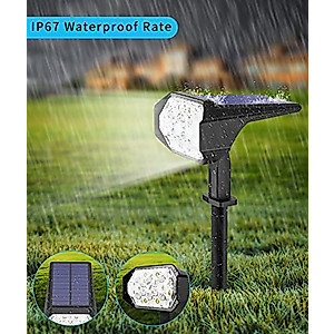 JUO Solar Spotlights Outdoor Waterproof IP67, 32 LED 3 Lighting Modes Brightest Solar Lights Outdoor, Solar Powered Garden Pathway Lights Landscape Spotlights for Trees/Flags/Yard/Walkway
