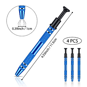 4 Pieces 4 Prongs Diamond Claw Tweezers Terp Pearl Grabber Standard Pick-up Tool 4 Prongs Grabber IC Chip Metal Grabber Grabber Stainless Steel 4-Claw Pick up Tool (Blue)