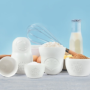 Genuine Fred Matryoshka Measuring Cups, Set of 6, White
