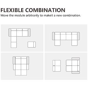 Cpintltr Convertible U Shaped Sectional Sofa L Shaped Modular Sofa with Sleepable Armrests 6 Seats Oversize Sofa Couch for Living Room,Beige