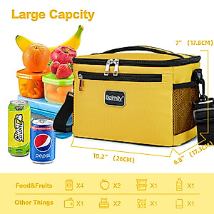 BEIMILY 2 Pack Insulated Lunch Bag Women Men,small Soft cooler Hand bags,Lunch Bag for Work,Leakproof Reusable Insulated Cooler Lunchbox with Adjustable Shoulder Strap(blackish green+yellow)