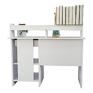Computer Desk with Hutch, Computer Desk Study Writing Desk, Wooden Home Office Workstation PC Laptop Table with Drawer Shelf Keyboard Tray, Office Desk for the Modern Programmer 43"L x 19.69"W x 37"H