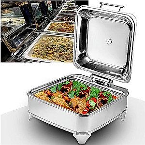 Chafing Dishes Chafing Dish Buffet Set, Food Warmers Server Warming Tray Round Rectangular Chafers, Stainless Steel Square Chafer, Round Food Warmer Chafing For Catering Warmer Chafer Set, Energy Effi