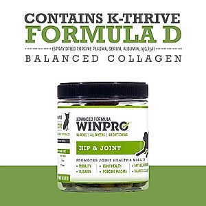 WINPRO | Dog Hip and Joint Supplement, Plasma-Powered Chews for Joint Support in Dogs of All Breeds and Sizes, Fast Acting with Collagen, 60 Count, Made in USA