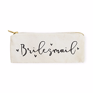The Cotton & Canvas Co. Bridesmaid Wedding Cosmetic Pouch, Pencil Case, Bridal Party Gift and Travel Make Up Pouch