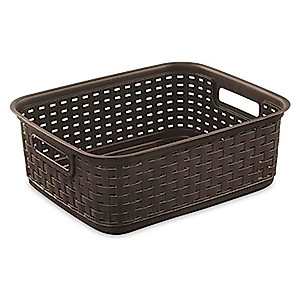 Sterilite Decorative Wicker-Style Short Weave Basket, Espresso (18 Pack)