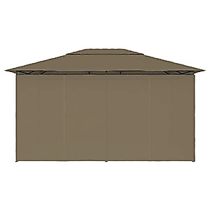 Garden Marquee with Curtains,Outdoor Gazebo, Hardtop Gazebo,Backyard Gazebo,Patio Gazebo,Grill Gazebo,for Barbeque, Patio, Deck,Garden Party,Markets,13.1'x9.8' Taupe 0.6 oz/ft²
