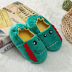 LZSYC Toddler Boys Dinosaur Plush Slipper Indoor, 11-12 Little Kid