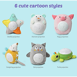 Konig Kids Baby Musical Sleep Soothers with Star Projector, Travel Soothing Sound Machine, Portable Plush Sleep Aid for Toddlers with Soothing Night Light, 10 Lullabies, White Noise, Auto Power Off