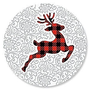 Plaid Deer Round Envelope Seals - Set of 144, Round Self-Adhesive, Flat-Sheet Labels