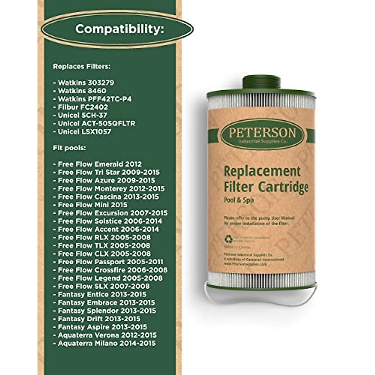 GALVANOX Replacement Filter Cartridge Compatible with Watkins 303279, PFF42TC-P4/Filbur FC2402/Unicel Compatible with Free Flow Hot Tub & More (2 Pack) 40 SQ FT