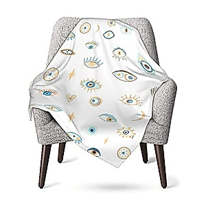 Todeyya Nazar Evil Eye Pattern Throw Blanket - ​Super Soft Flannel Fleece Blanket for Gifts, Plush Lightweight Fuzzy Cozy Blanket Microfiber for Couch Sofa Bed All Season XS 40"x30" for Pets